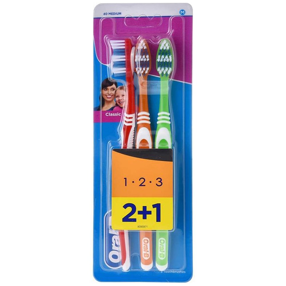 Oral-B 1.2.3 Classic Care 40 Medium, Szczoteczka Do Zębów, 3szt ...