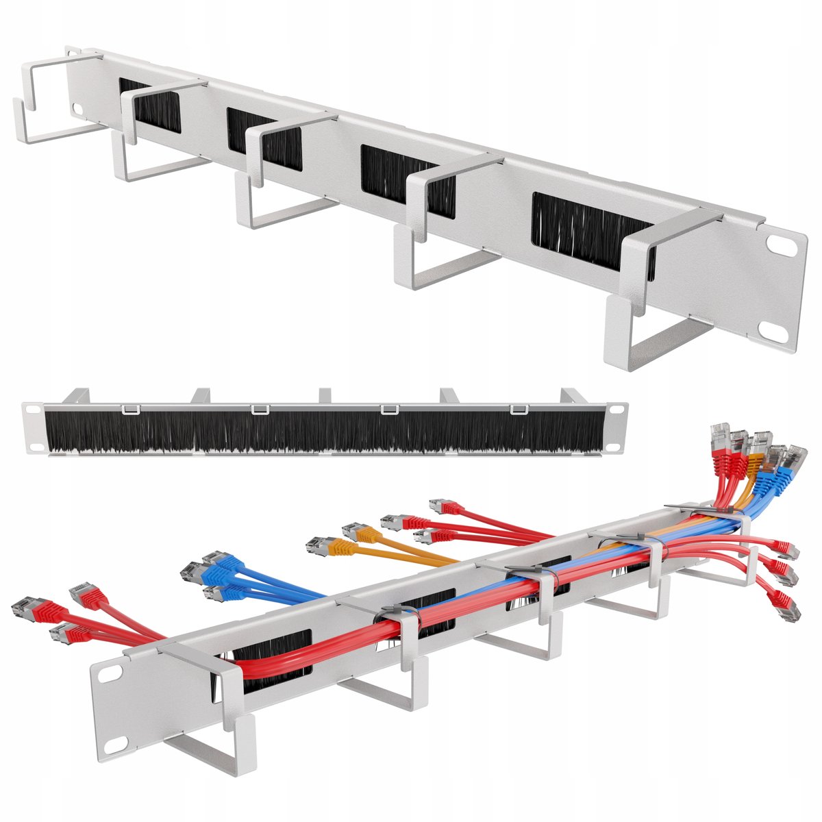 Organizator Organizer Kabli do Szafy RACK 19'' 1U Uchwyt Przepust ...