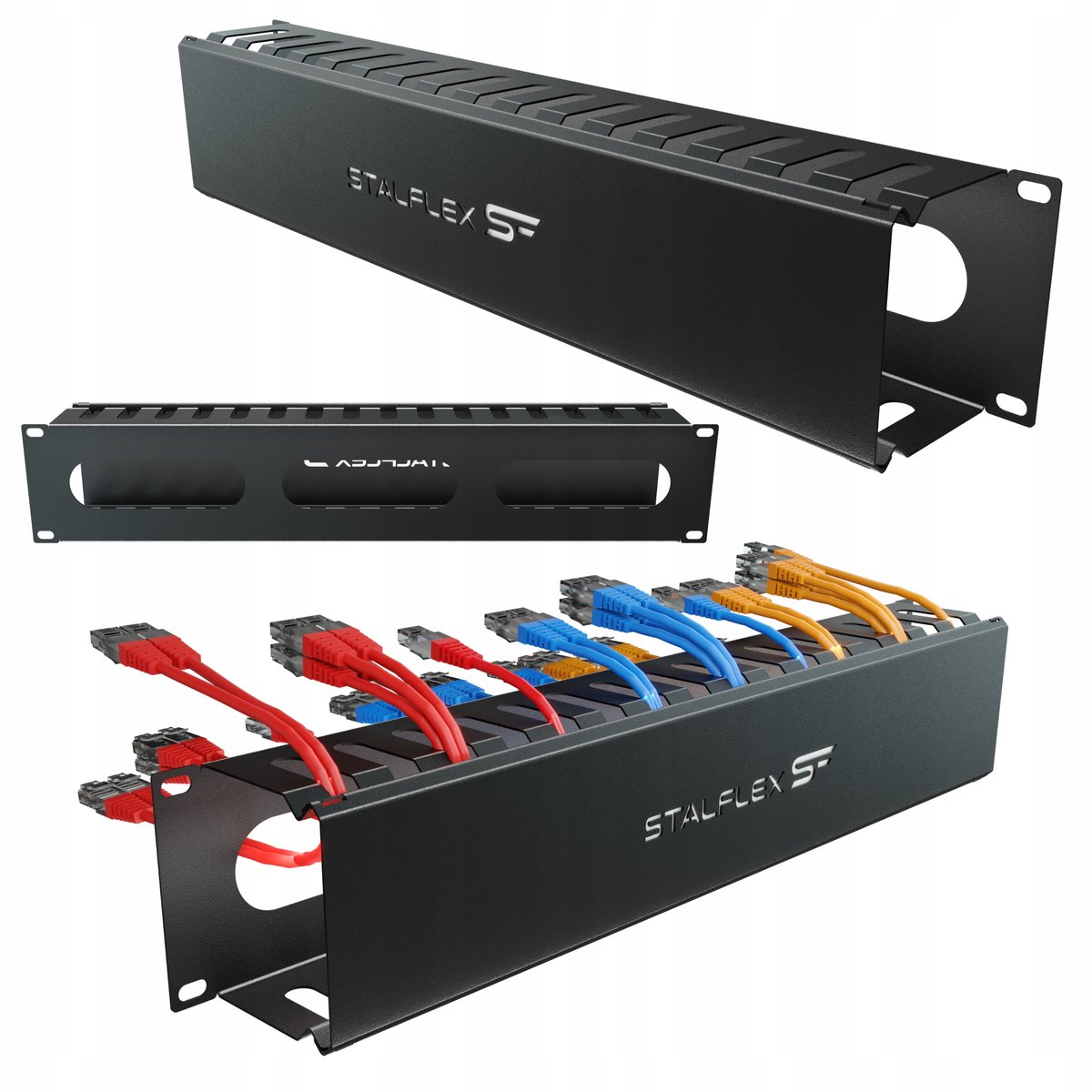 Organizer Kabli RACK do Szafy 19'' 2U Organizator Uchwyt na Kable ...