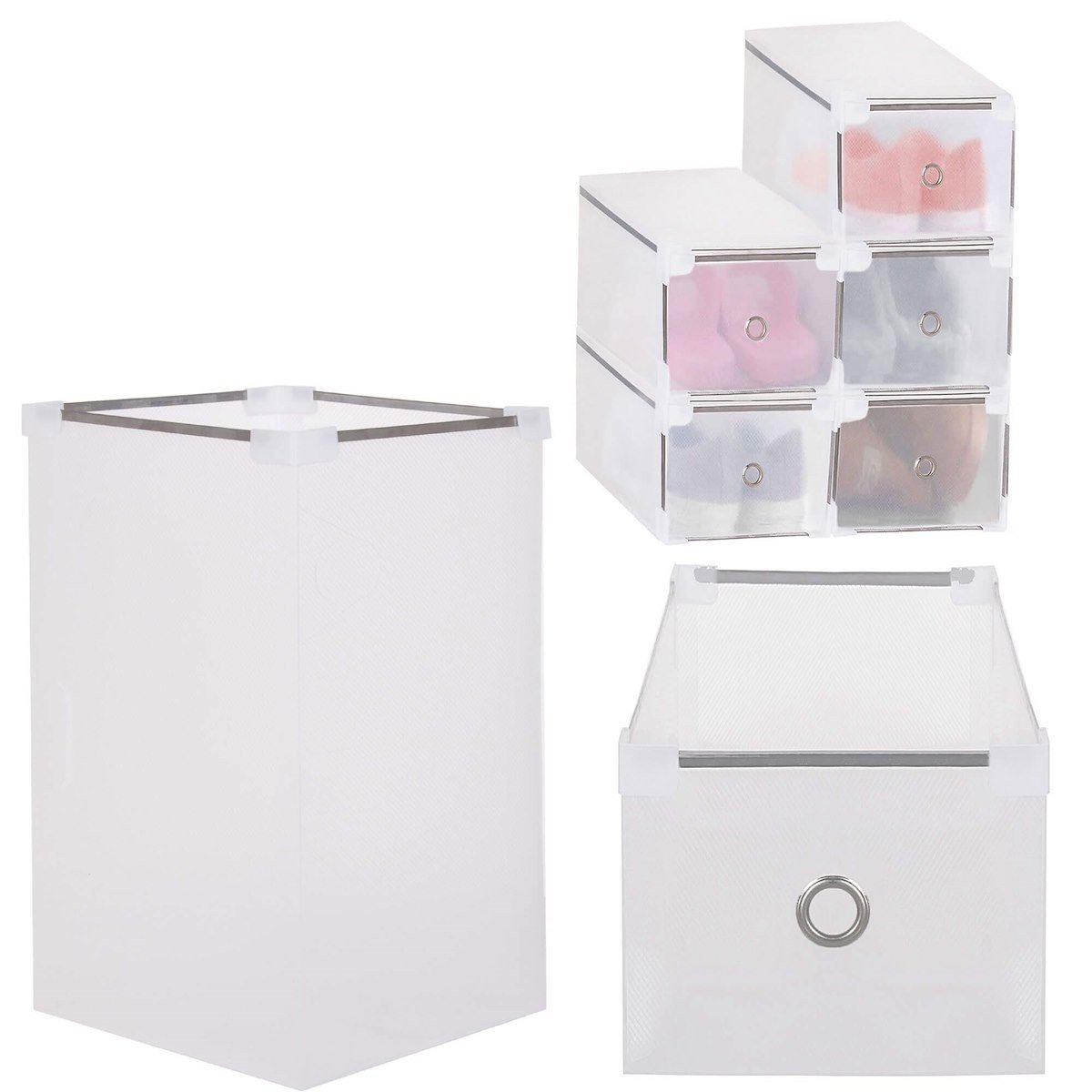 Organizer na buty 28x18x18 cm zestaw 5 szt. pudełka z otwieraną klapą ...