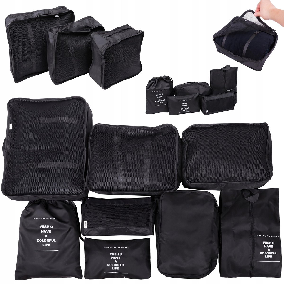 ORGANIZER PODRÓŻNY ZESTAW 8 TORB DO WALIZKI UBRANIA BIELIZNĘ BUTY ...