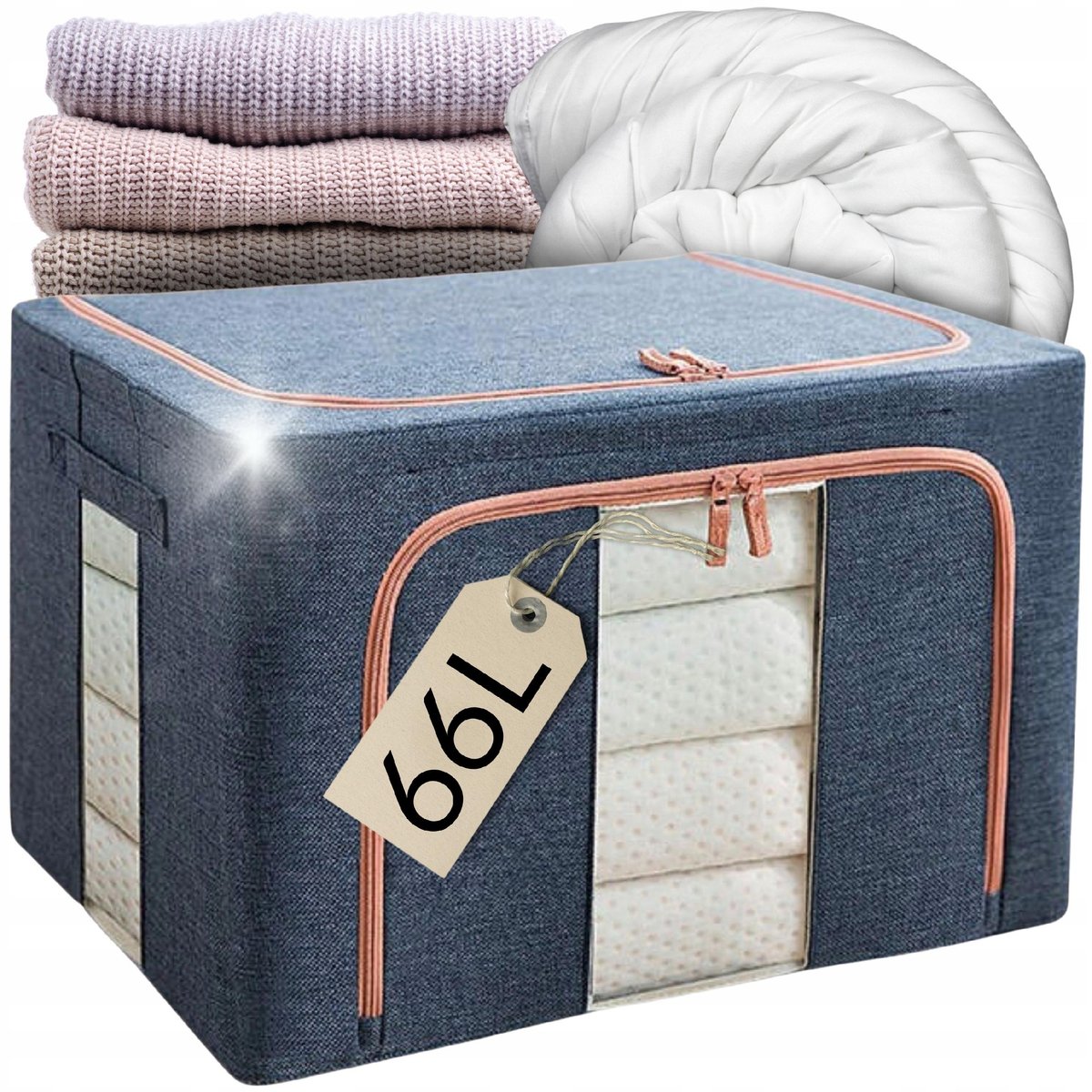 Organizer Pokrowiec Pojemnik Na Pościel Ubrania Kołdrę Koce 50X40X33 ...