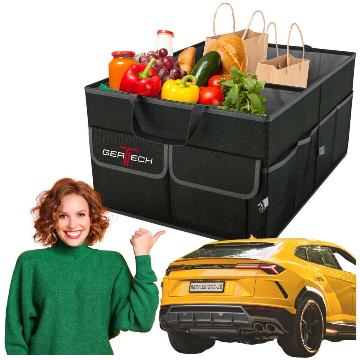 Organizer Samochodowy Do Bagażnika Duży Mocny Przegrody Rozkładany ...