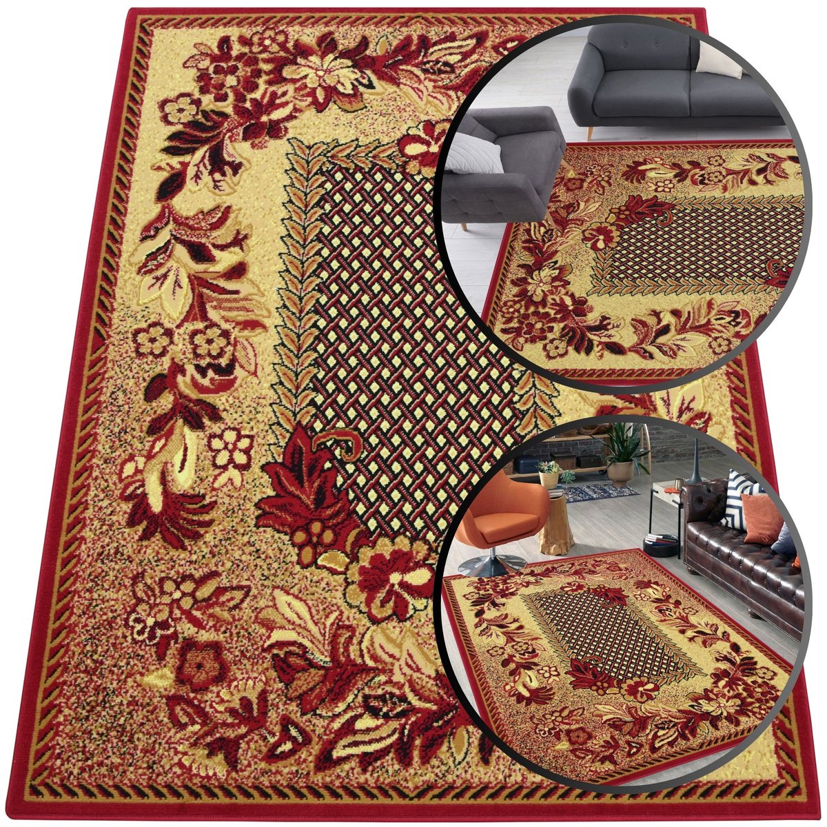 ORIENTALNY POLSKI DYWAN BEŻOWY BORDOWY GRAFICA DYWANY DO SALONU 120x170 ...