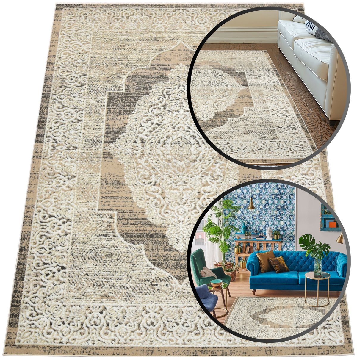 ORIENTALNY TURECKI DYWAN LAILA BEŻOWY DYWANIK DYWANY DO SALONU 160x230 ...