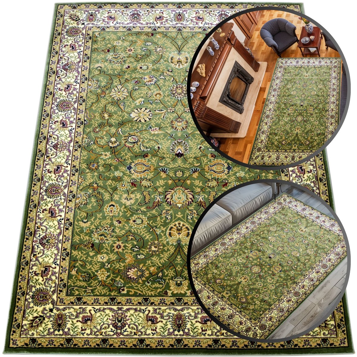 ORIENTALNY TURECKI DYWAN ZIELONY BELVEDERE DYWANY DO SALONU VINTAGE ...