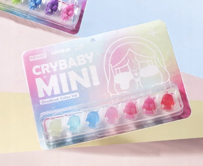 Original Pop Mart POP BEAN CRYBABY MINI FIGURE popmart Gradient set ...