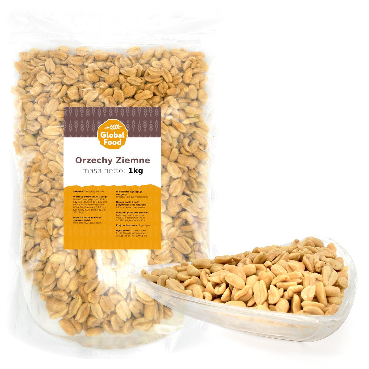 Orzechy Arachidowe Ziemne Prażone Global Food 1Kg 1000G - Inny ...
