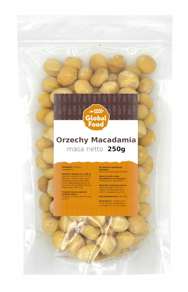 Orzechy Makadamia Orzech Macadamia Global Food 250G - Inny producent ...