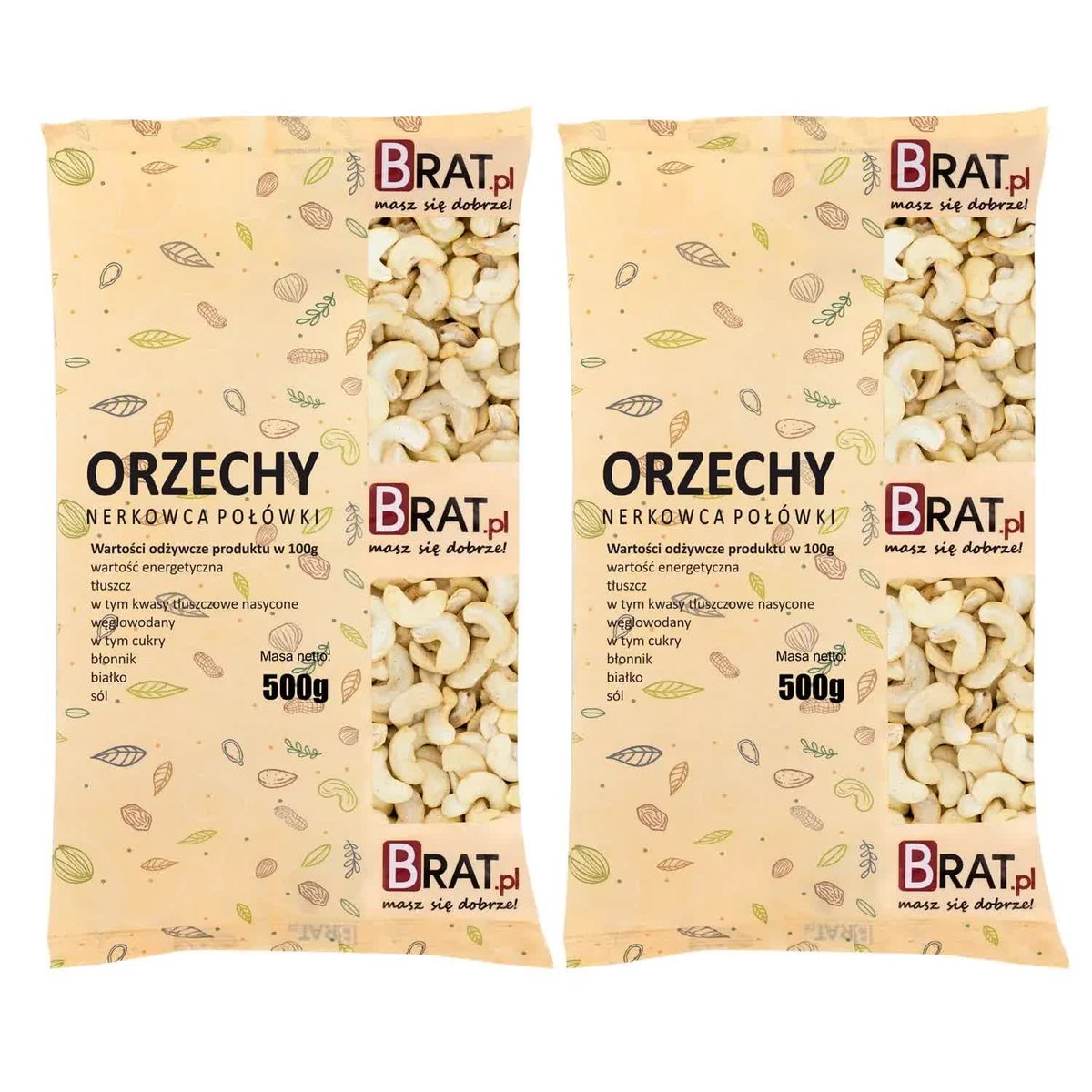 Orzechy Nerkowca Połówki 1Kg (2X500G) - BRAT.pl | Sklep EMPIK.COM
