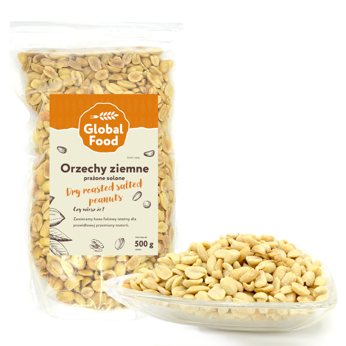 Orzechy Ziemne Prażone Solone 500G (0,5 Kg) Chrupiące Arachidy - Global ...