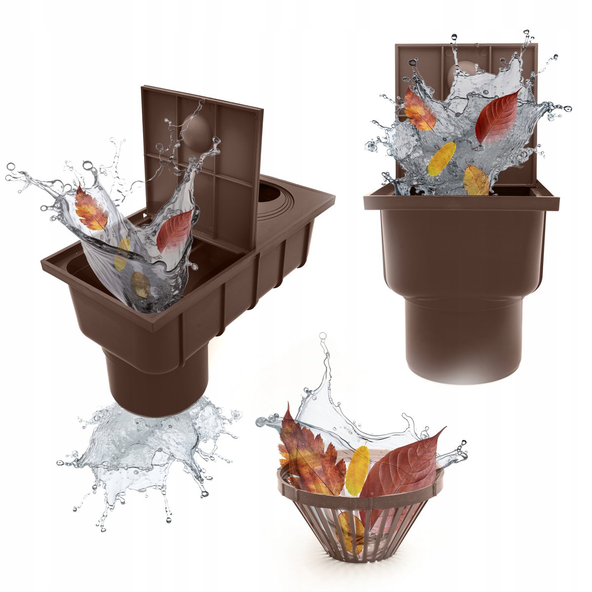 Osadnik rynnowy brązowy Czyszczak rynny Studzienka Rewizja 110mm DOLNY ...