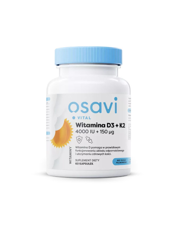 Osavi, Witamina D3 + K2, 4000 IU + 150 μg, Suplement diety, 60 kaps ...