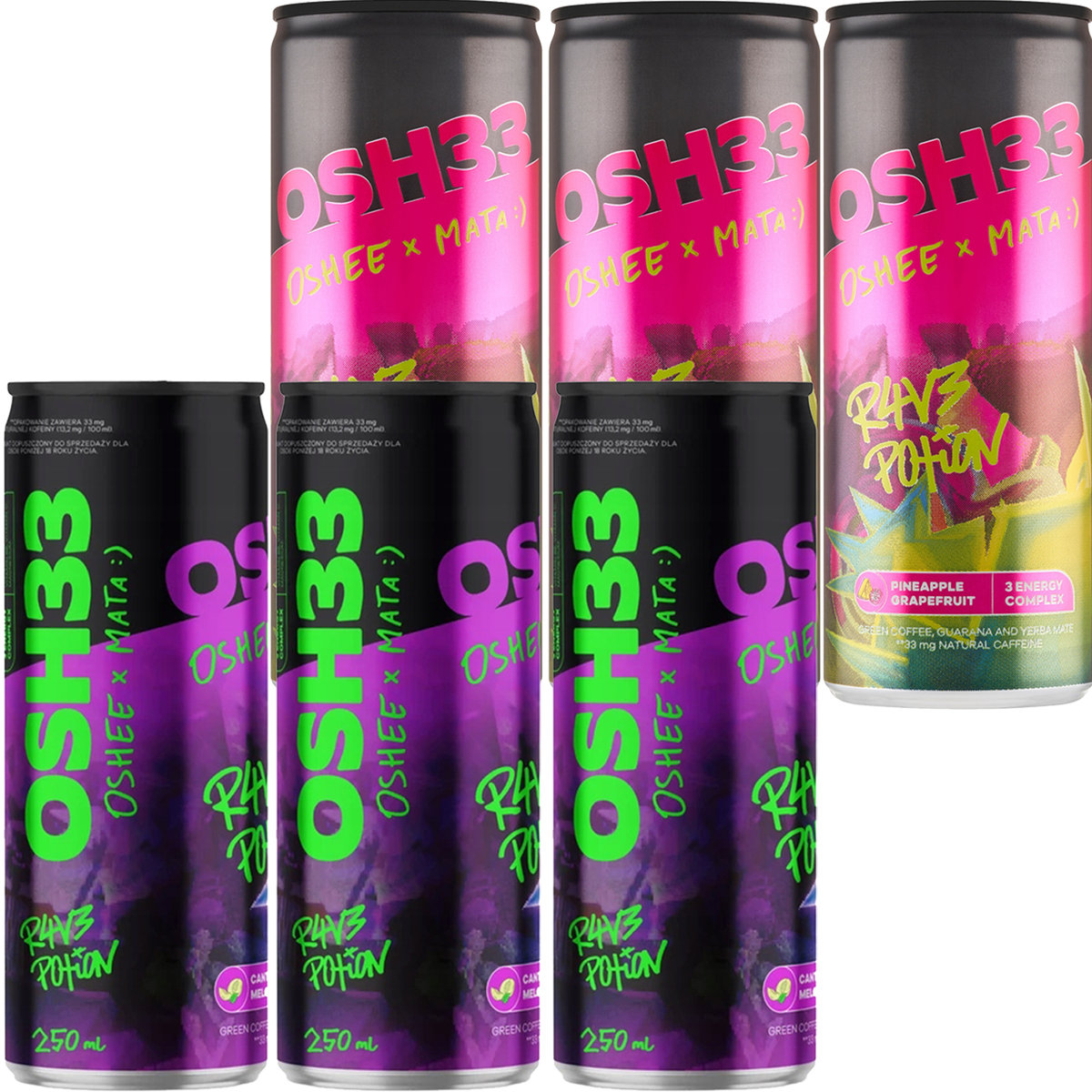 Oshee x Mata Rave Potion Napój gazowany Mix smaków: melon-mięta 250 ml ...