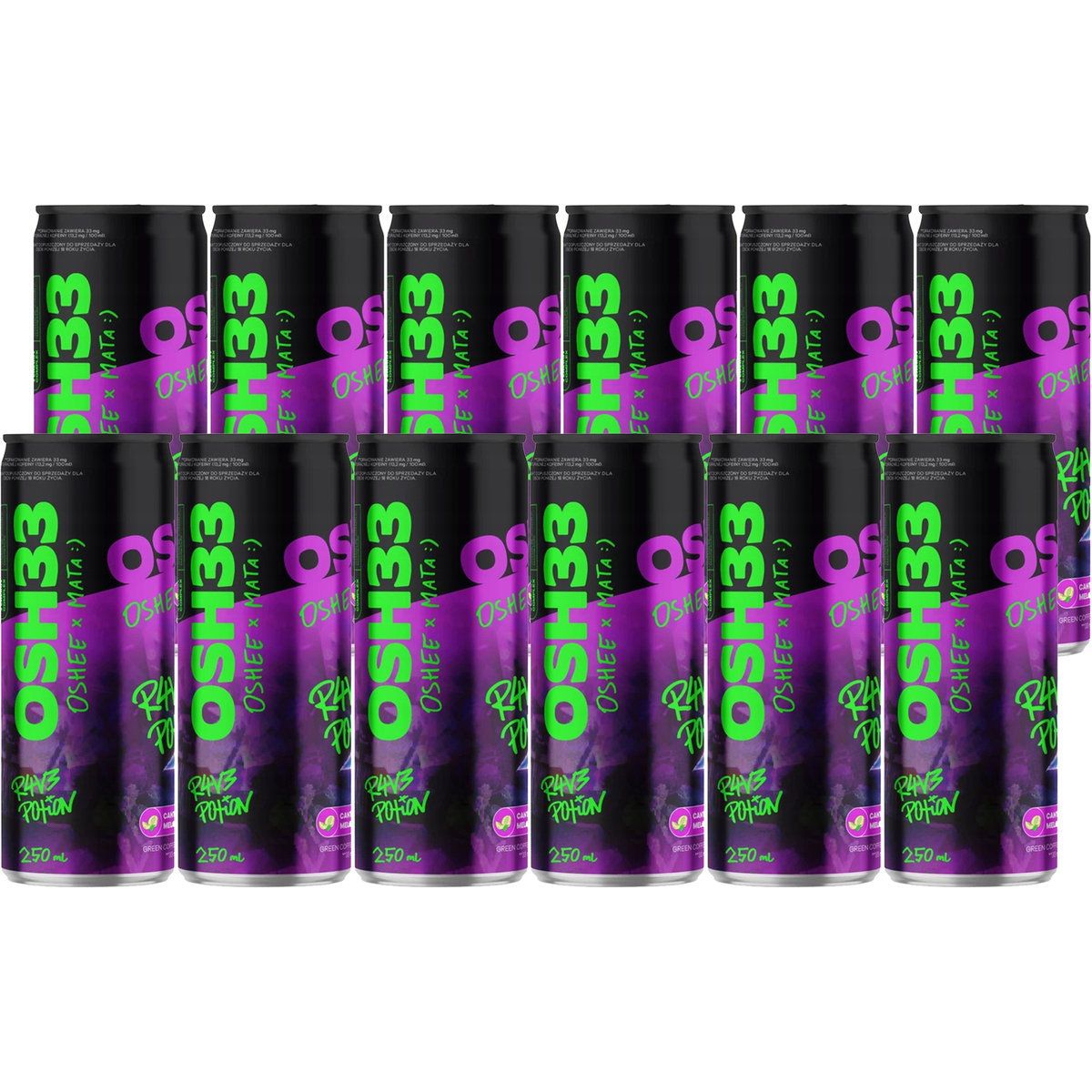 Oshee x Mata Rave Potion Napój gazowany o smaku melon-mięta 250 ml x 12 ...
