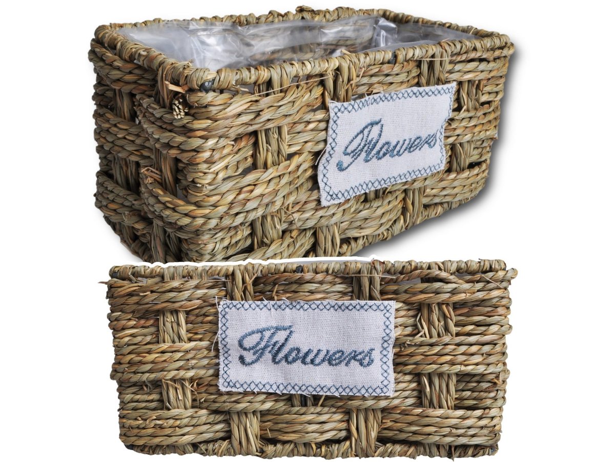 Osłonka Doniczka Pleciona Z Trawy Morskiej Z Folią Boho Skandi 25X12 ...