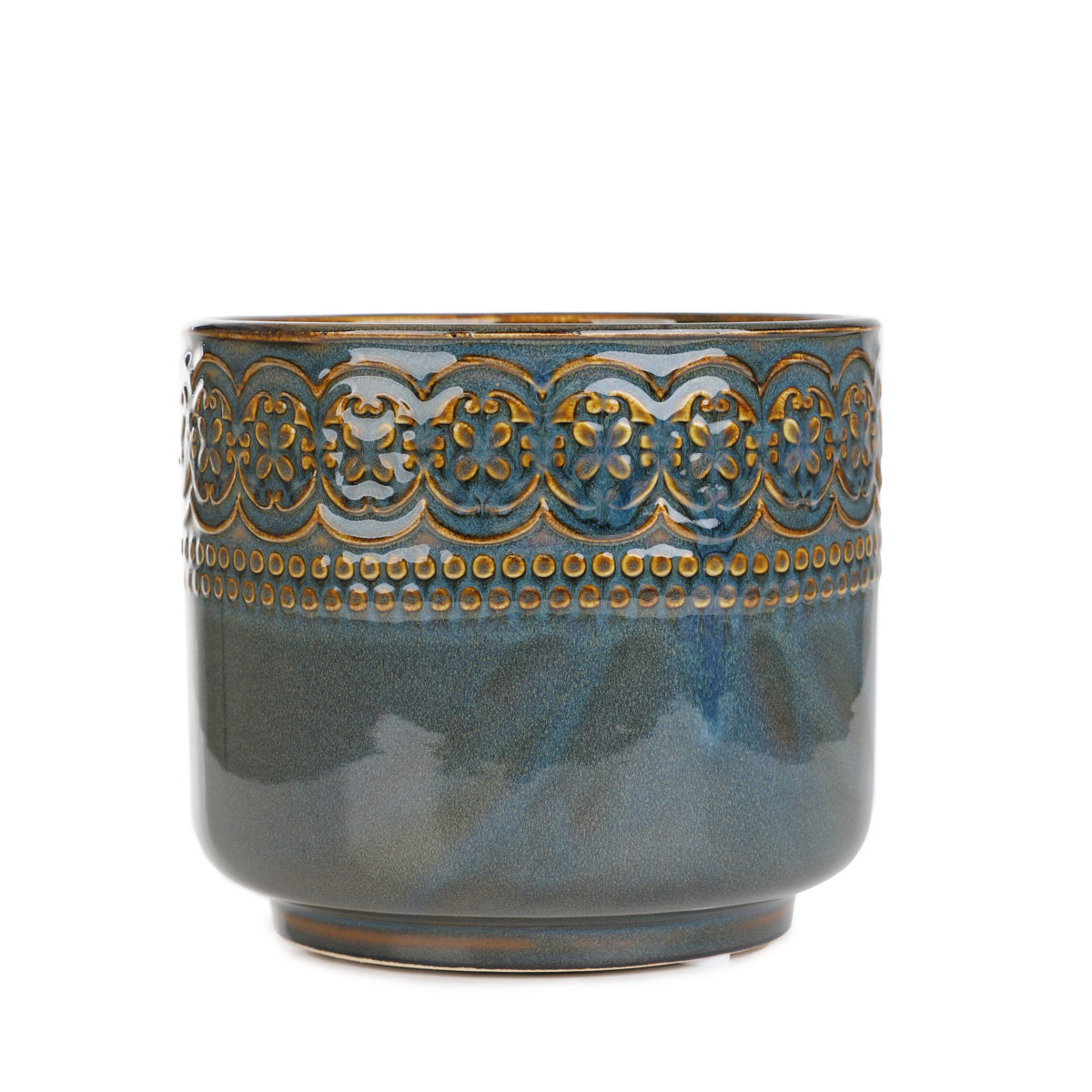 Osłonka na doniczkę LORE ceramiczna granatowa 14,5x14,5x13 cm HOMLA ...