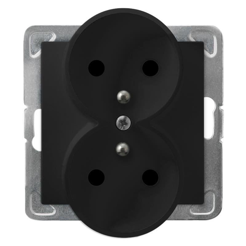 Ospel Impresja czarny - gniazdo podwójne (+0) do ramki GP-2YRZ/m/33 ...