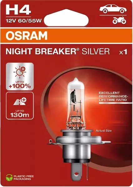 OSRAM NIGHT BREAKER SILVER H4 100% P43t 12V 60/55W 1szt - Inna marka ...
