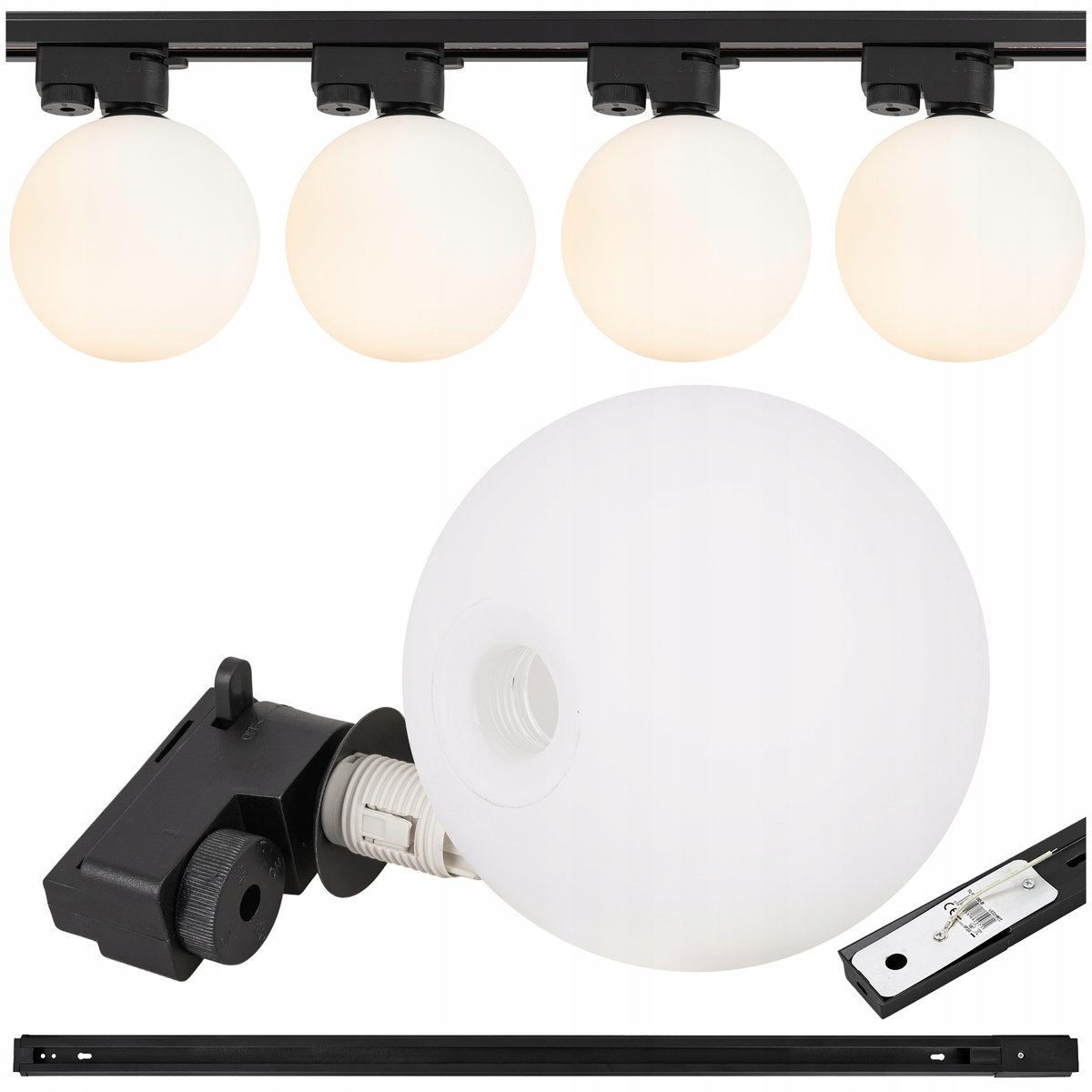 Oświetlenie szynowe SZYNA LED 1m + Lampa oprawa G9 biała kula szklana ...