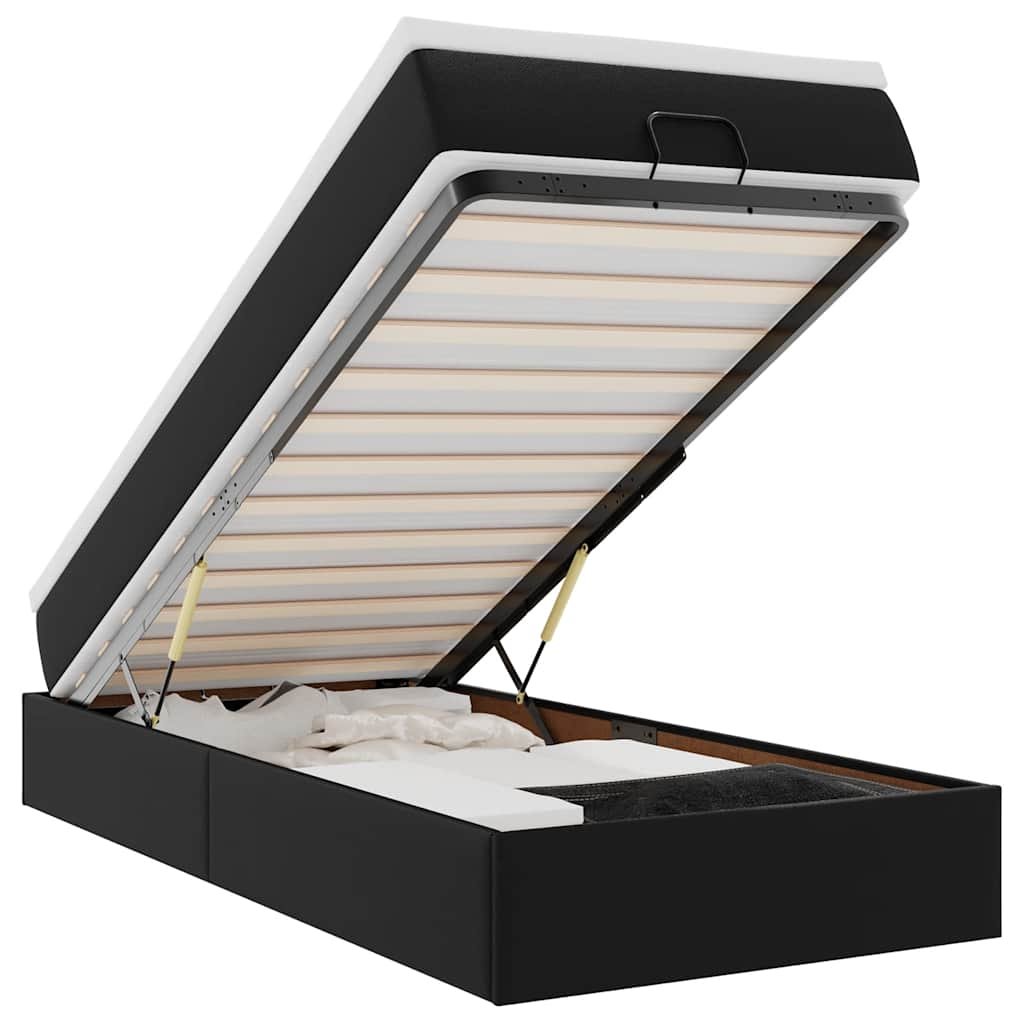 Otoman z materacem czarny 193 x 90 x 23,5 cm, materac biało-czarny 90 x ...