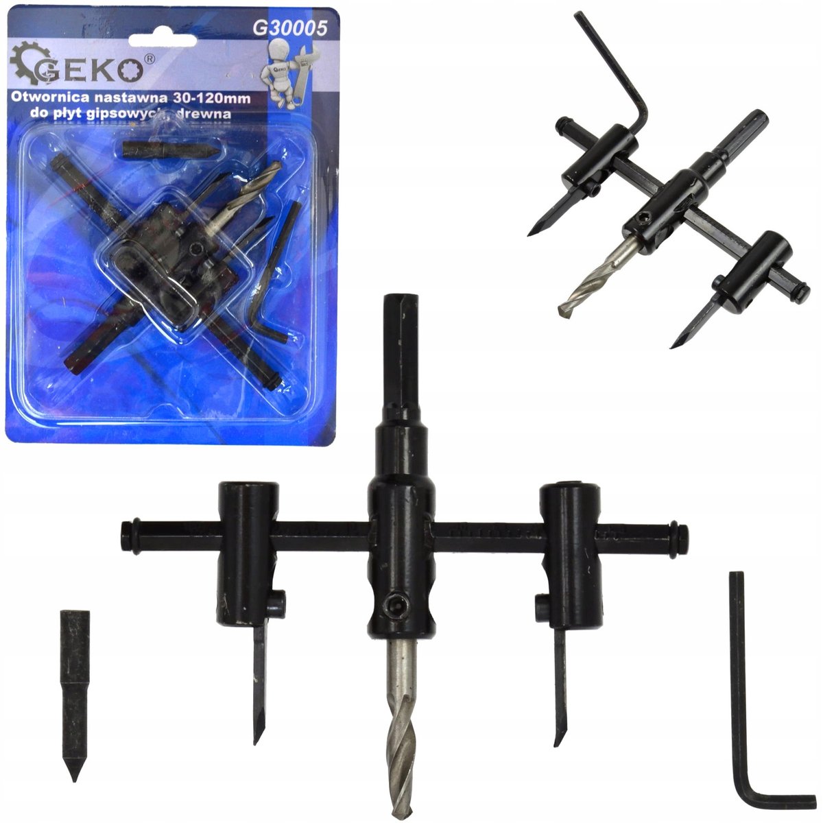 Otwornica Nastawna Do Regipsów Wycinak Do Płyt Gk Drewna 30-120Mm ...