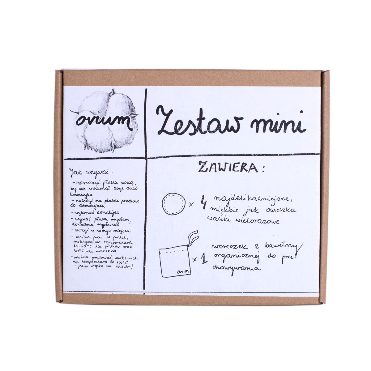 Ovium, Zestaw wielorazowych płatków do demakijażu - biały woreczek ...