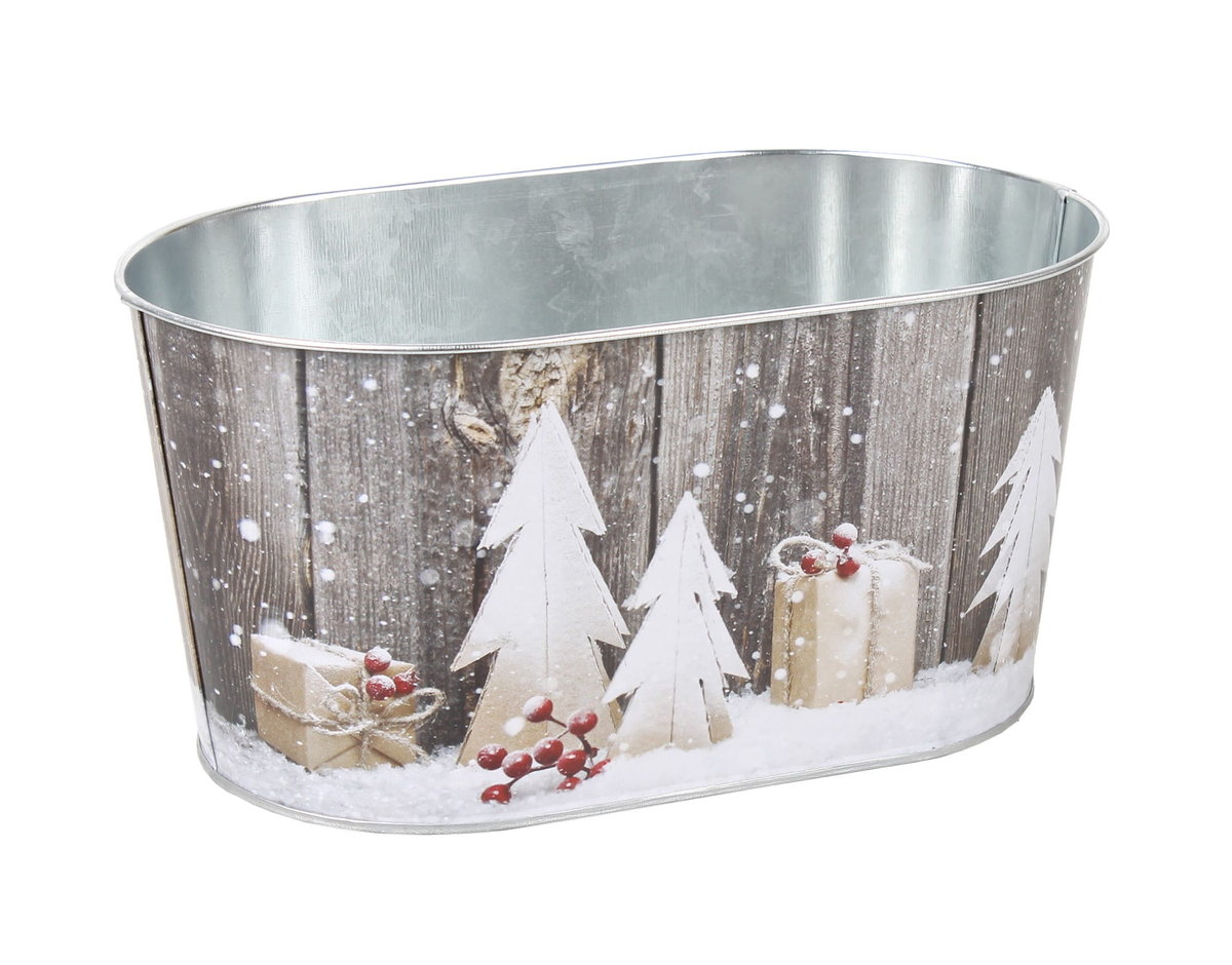 Owalny Metalowy Koszyk Choinki 23X13,5X11,5 Cm - Tin Tours | Sklep ...