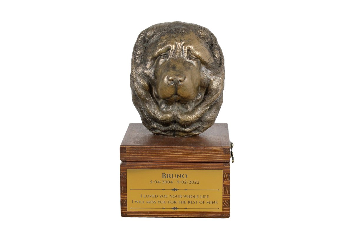 Owczarek kaukaski - urna na prochy psa ze statuetką, mała urna dla psa ...