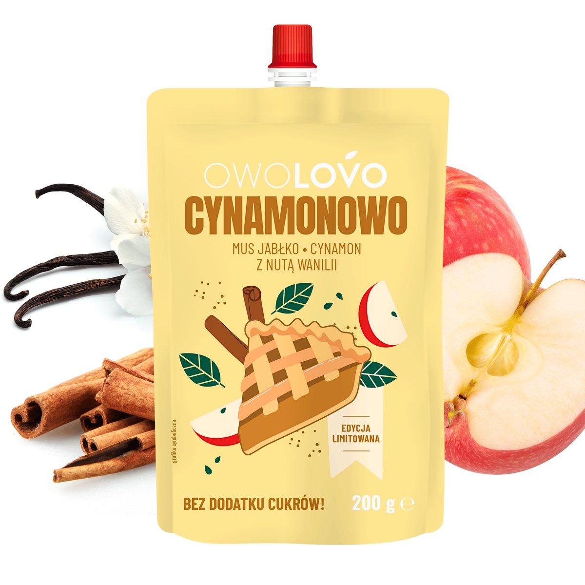 Owolovo Cynamonowo Mus Jabłko Cynamon Wanilia świąteczna Edycja 200g
