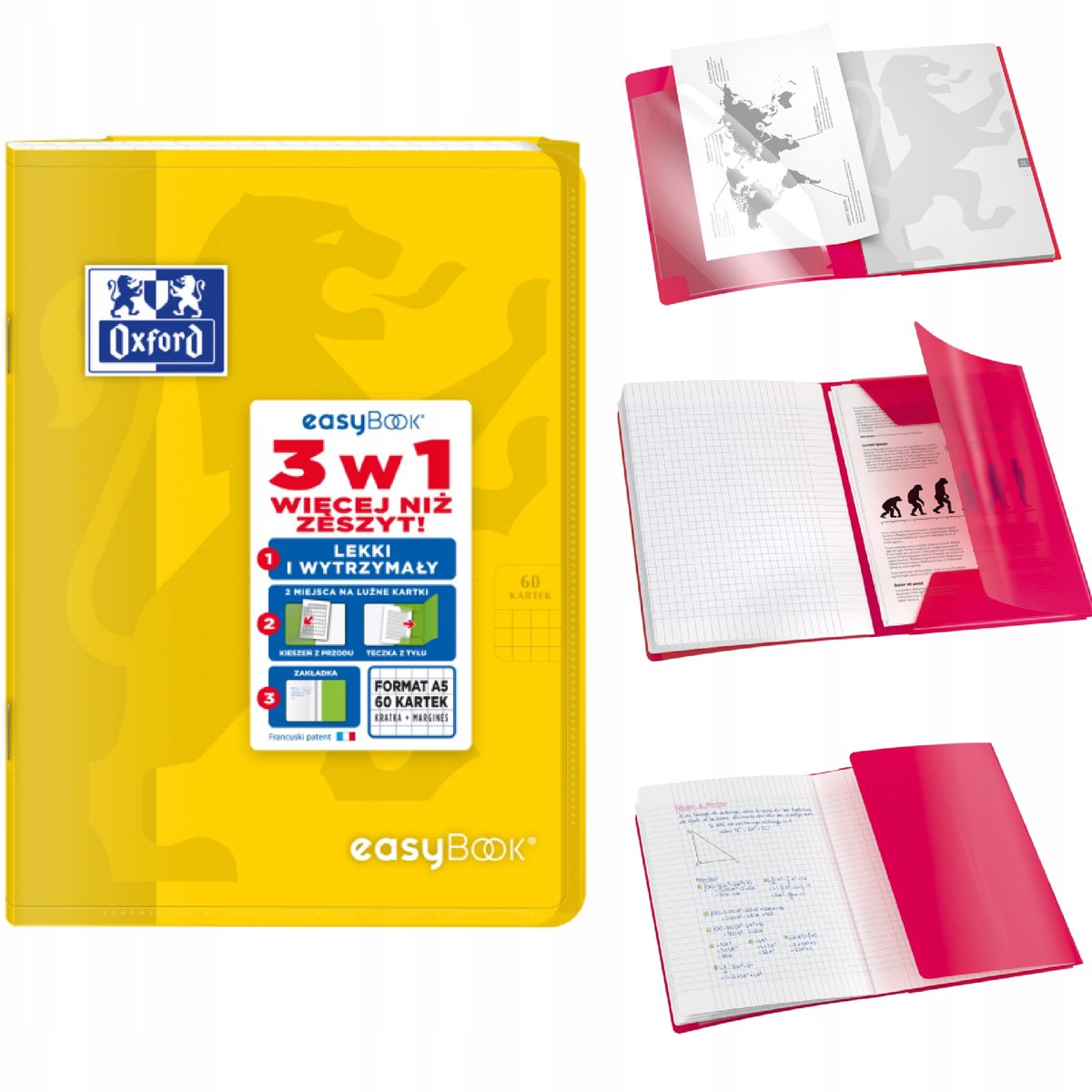 Oxford Zeszyt Zeszyty A4/60 Kratka Easybook, Żółty - Oxford | Sklep EMPIK.COM