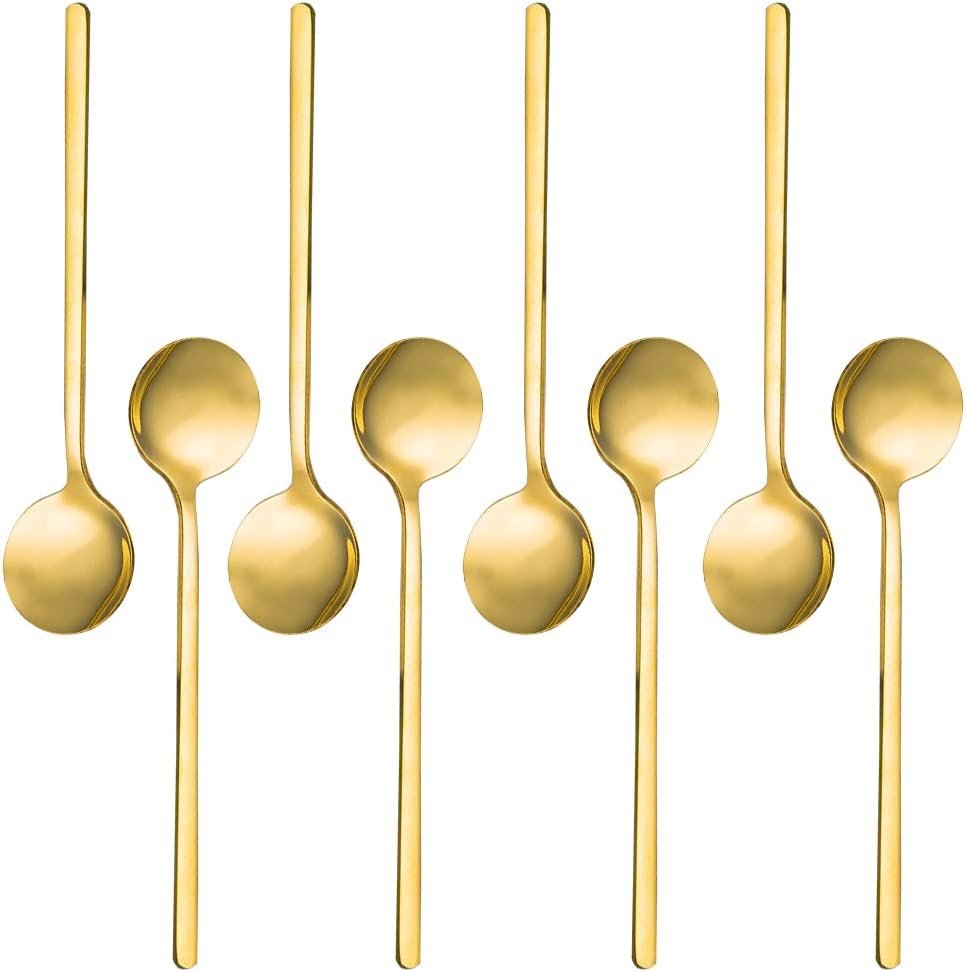 Pack of 8, Gold Plated Stainless Steel Espresso Spoons, Mini Teaspoons ...