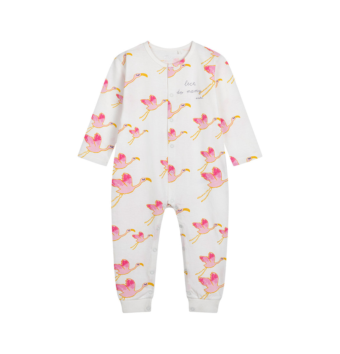 Pajacyk pajacyki śpiochy niemowlęcy rozpinany 80 w Flamingi biały Endo ...