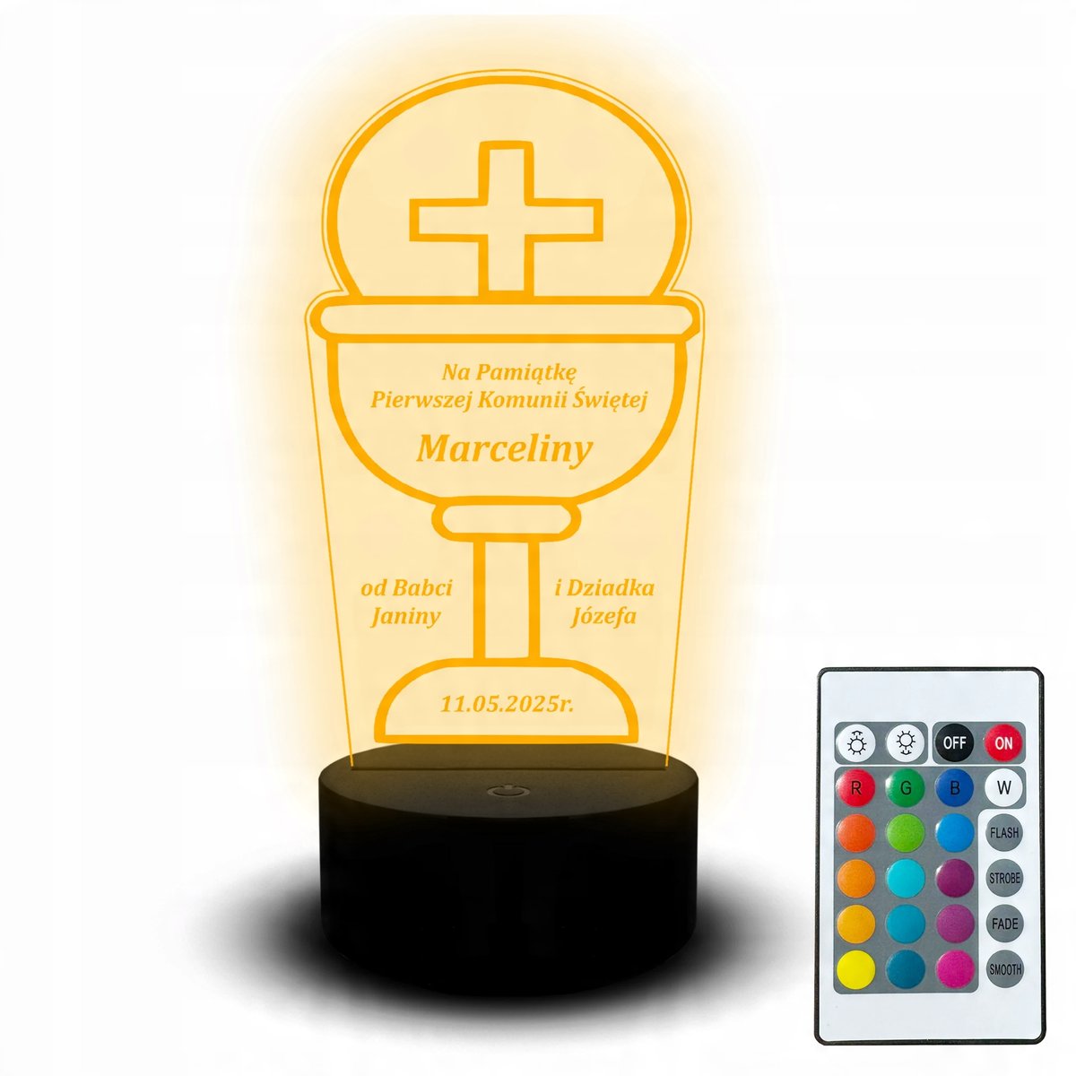 Pamiątka Pierwszej Komunii Świętej z Imieniem IHS Statuetka Lampka ...