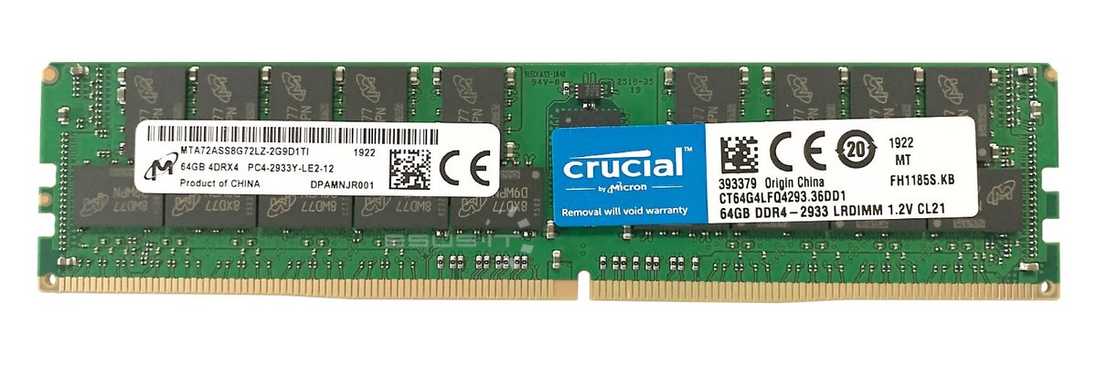 Pamięć RAM 1x 64GB Micron ECC LOAD REDUCED DDR4 4Rx4 2933MHz PC4-23400 ...