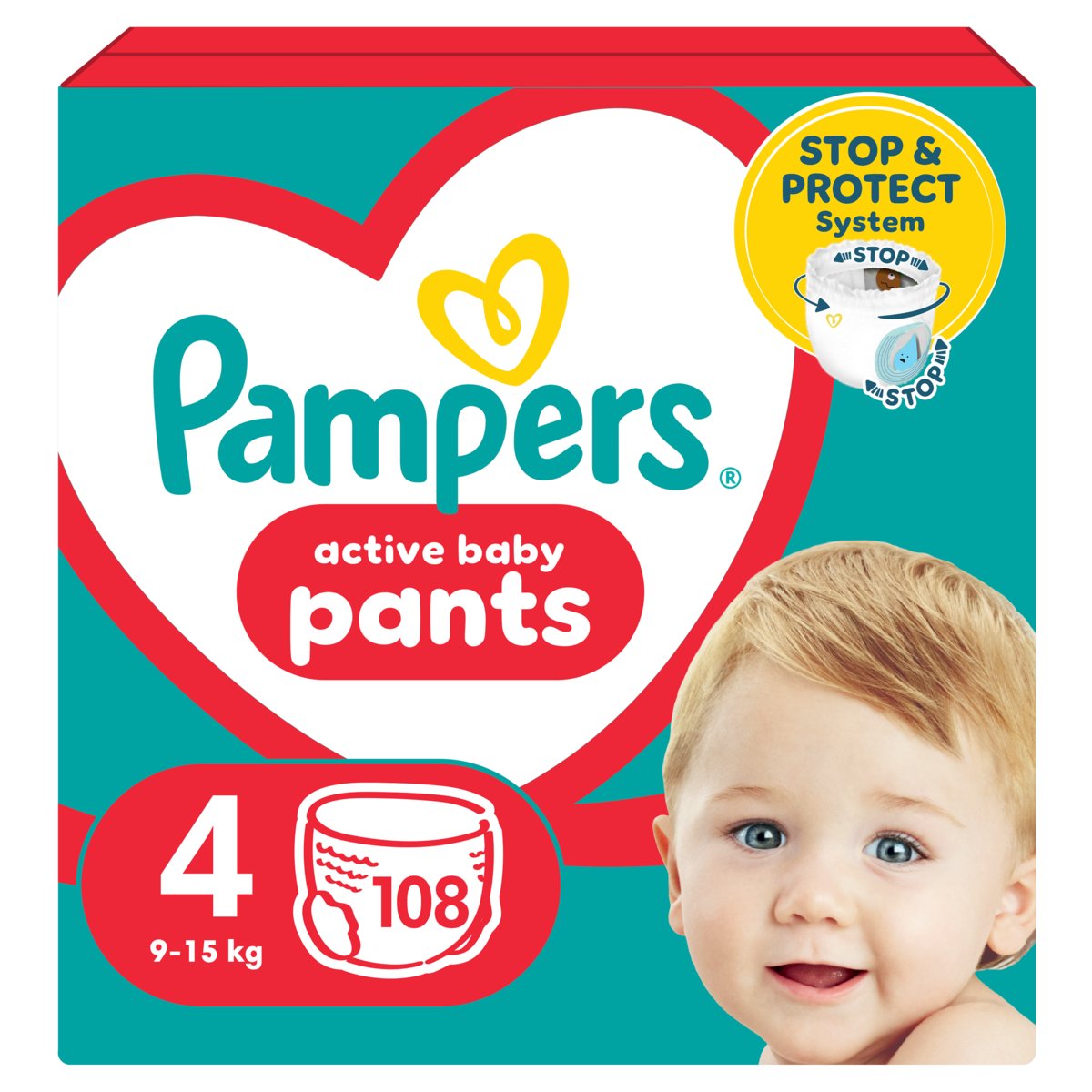 Pampers Active Baby Pants Pieluchomajtki, rozmiar 4, 108 szt. (9-15 kg ...