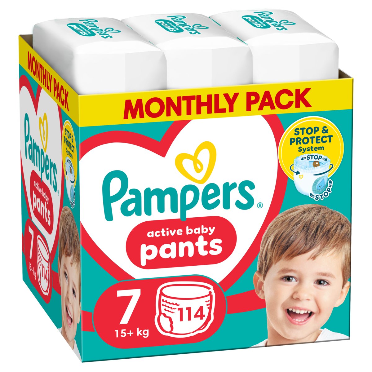 Pampers Active Baby Pants Pieluchomajtki, rozmiar 7, 114 szt. (15kg ...