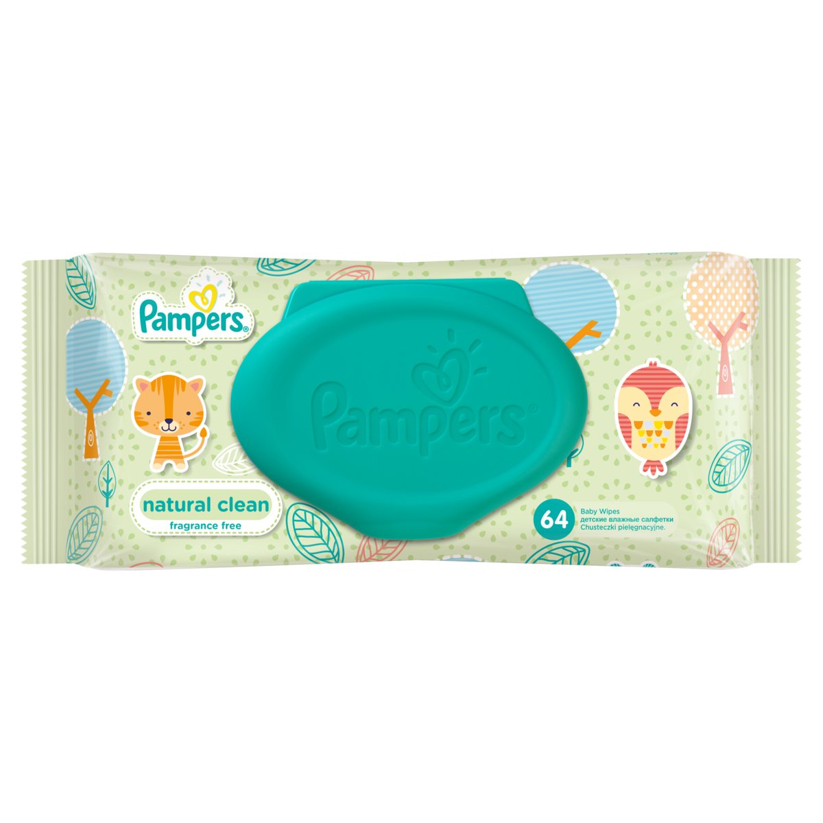 Pampers, Natural Clean, chusteczki dla niemowląt, 64 szt. - Pampers ...