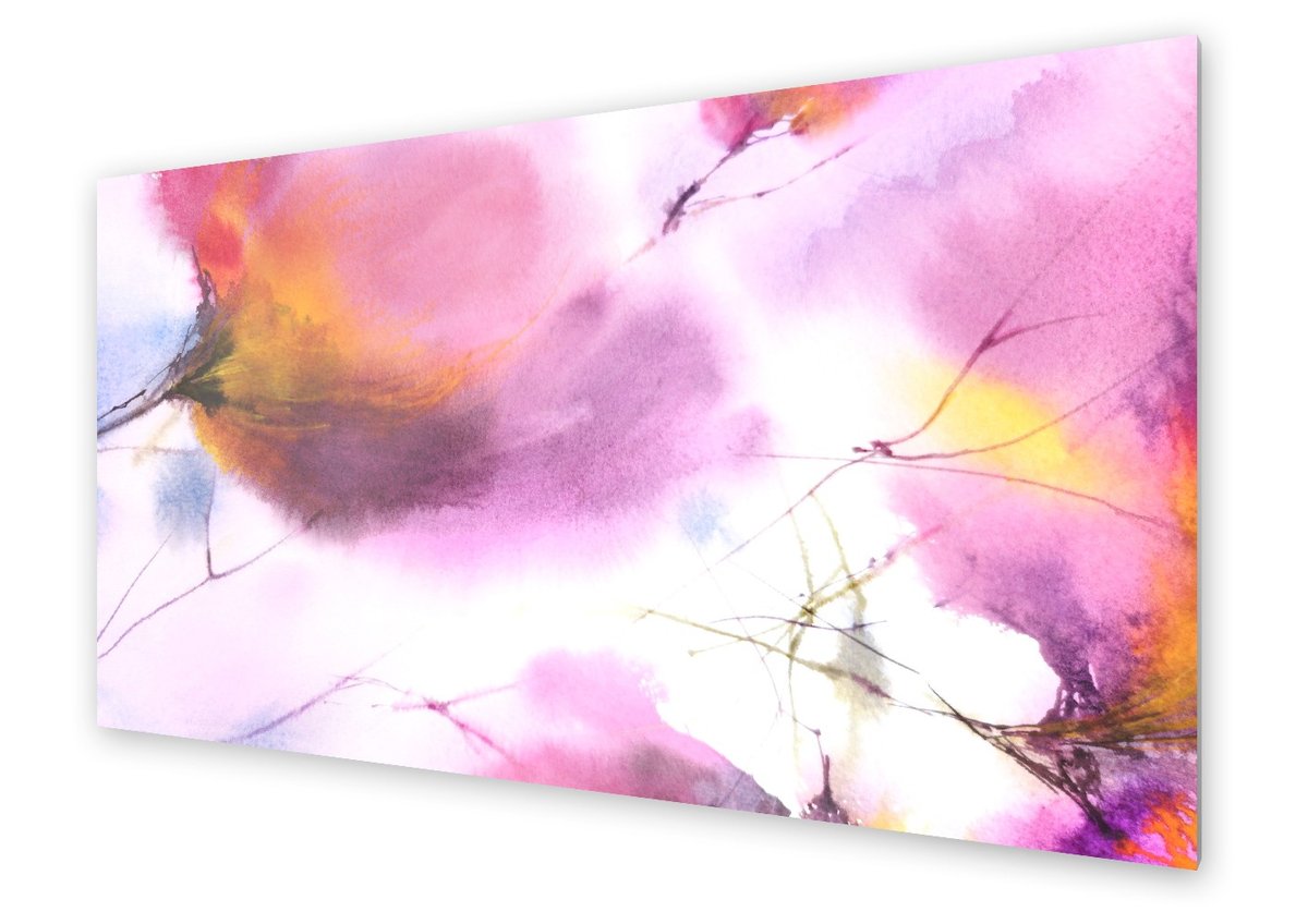 Panel kuchenny HOMEPRINT Abstrakcyjny kwiat akwarela 125x50 cm ...