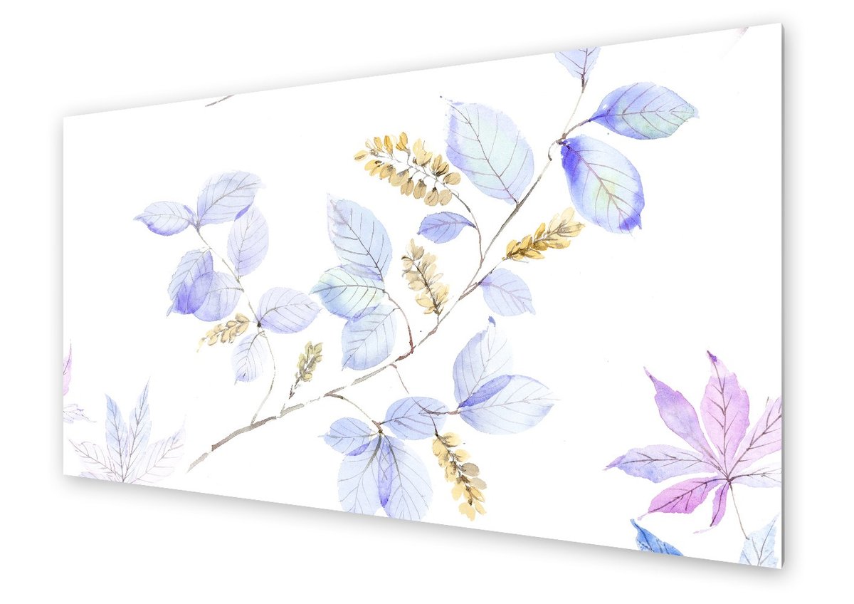 Panel kuchenny HOMEPRINT Akwarela ilustracja liści 100x50 cm ...