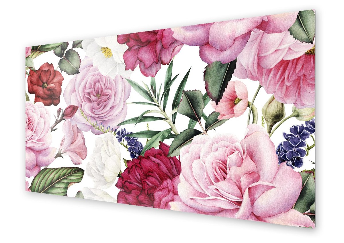 Panel kuchenny HOMEPRINT Akwarela różowe róże 140x70 cm - HOMEPRINT ...