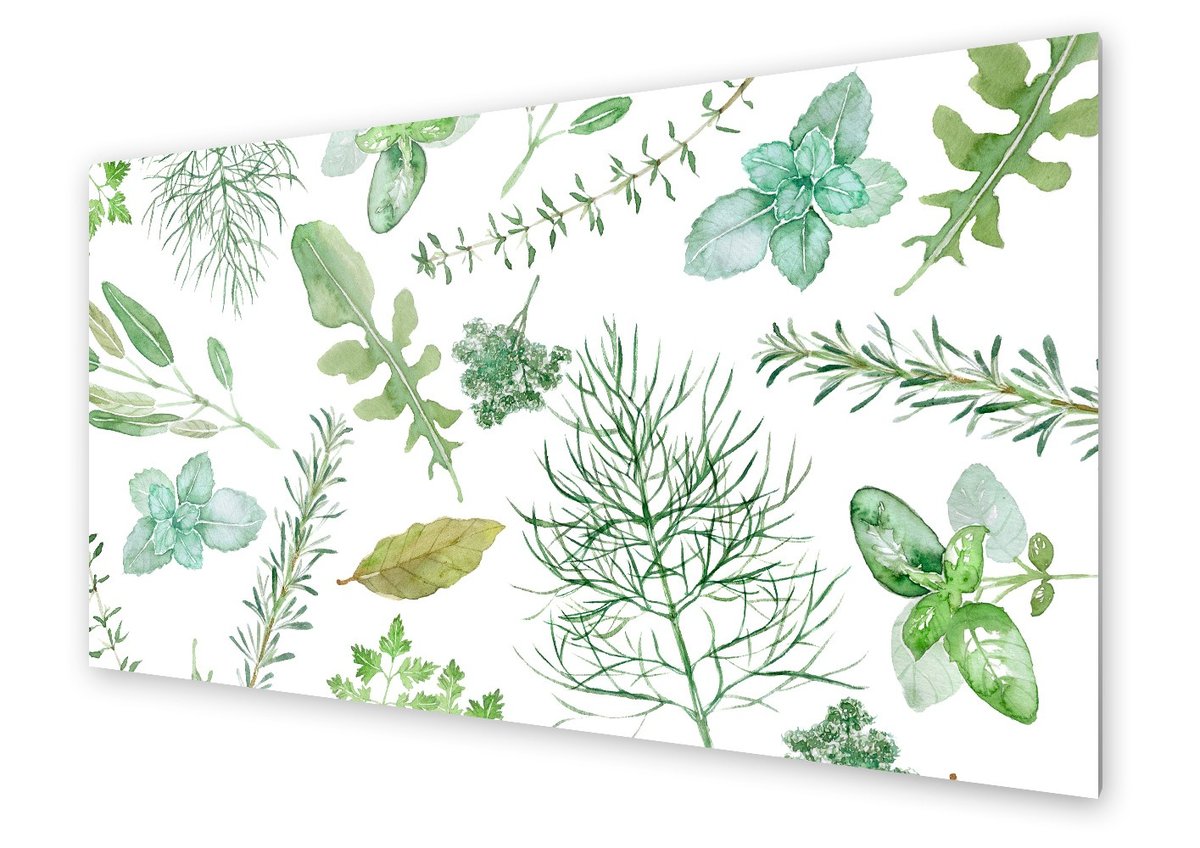Panel kuchenny HOMEPRINT Akwarela, zioła 125x50 cm - HOMEPRINT | Sklep ...