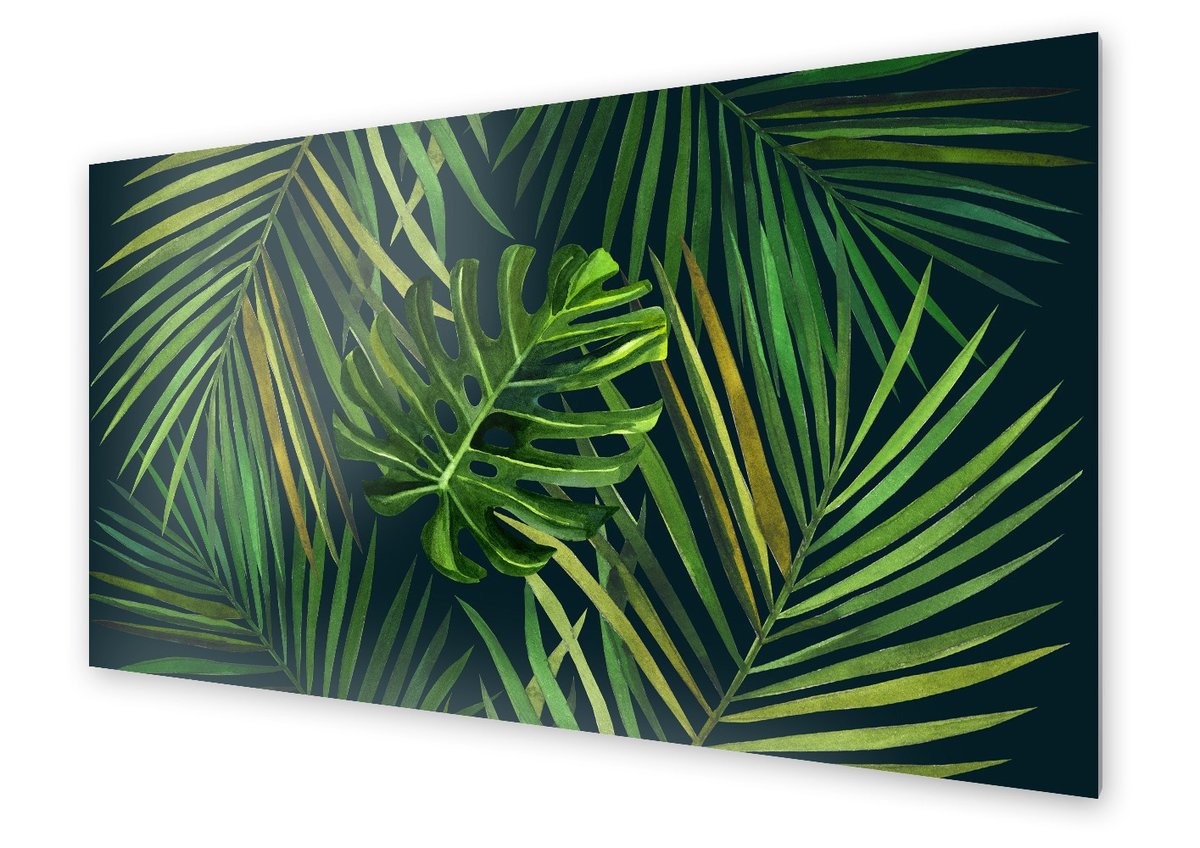 Panel kuchenny HOMEPRINT Liście tropikalne akwarela 140x70 cm ...