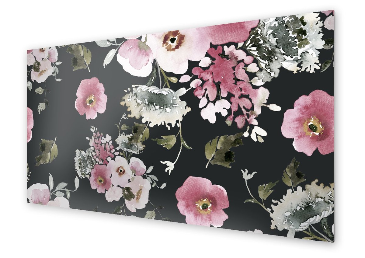 Panel kuchenny HOMEPRINT Subtelne kwiaty, akwarela 120x60 cm ...