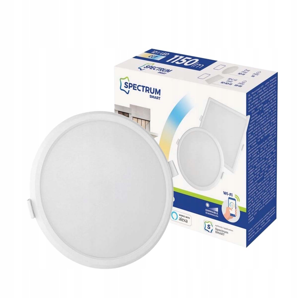 Panel LED Okrągły Podtynkowy wpuszczany 12W CCT ALGINE SPECTRUM Smart ...