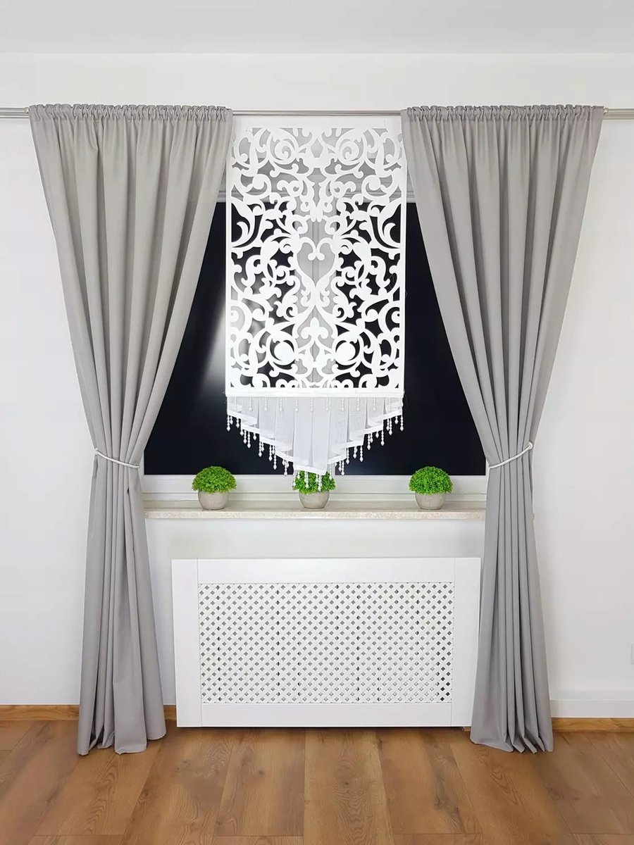 Panel Okienny Panel Ażurowy Do Salonu Z Koralikami 70x140cm Biały Filc ...