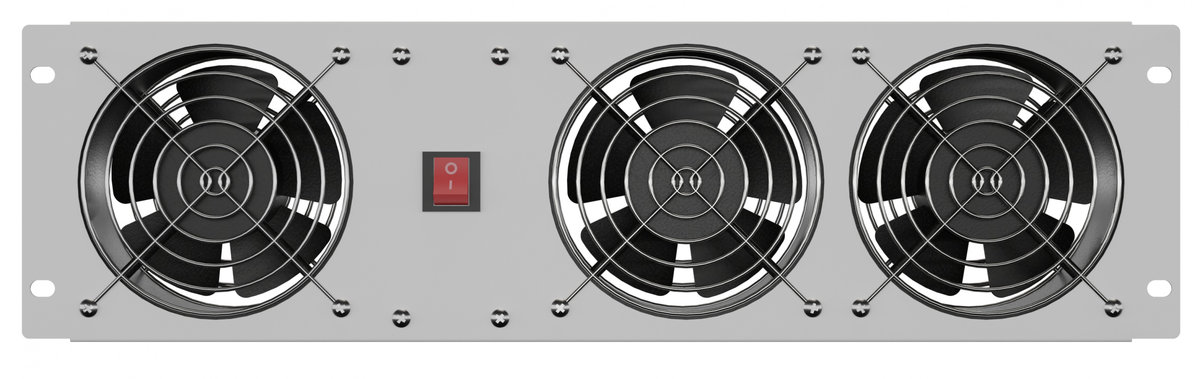 Panel wentylacyjny pionowy 19" 3U do szaf rack 3 Wentylatory 230V ...