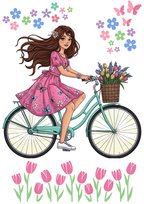 Pani Wiosna / Lato na rowerze Dekoracja Okienna Duże Dwustronna A3 ...