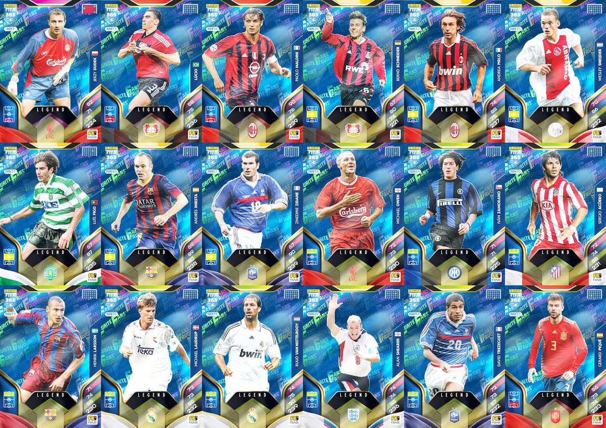 Panini FIFA 365 2026 FANS FAVOURITE LEGENDS komplet 18 kart BLUE ...