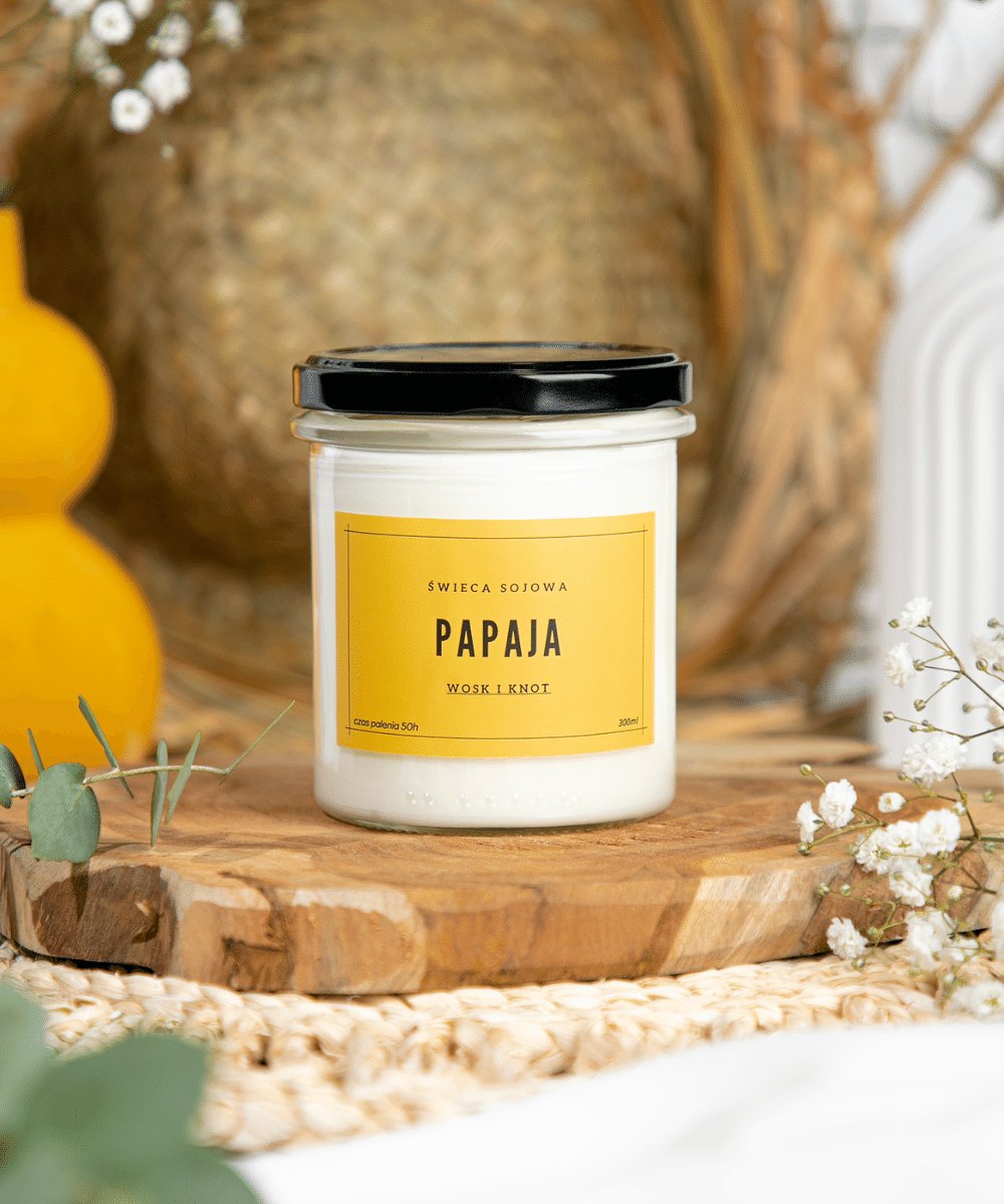 Papaja - Świeca Sojowa - Wosk i Knot | Sklep EMPIK.COM